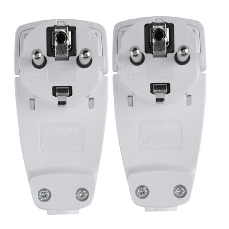 2 Stück Weißer Schuko-Winkelstecker flach, flach 250 V (16 A), Eu