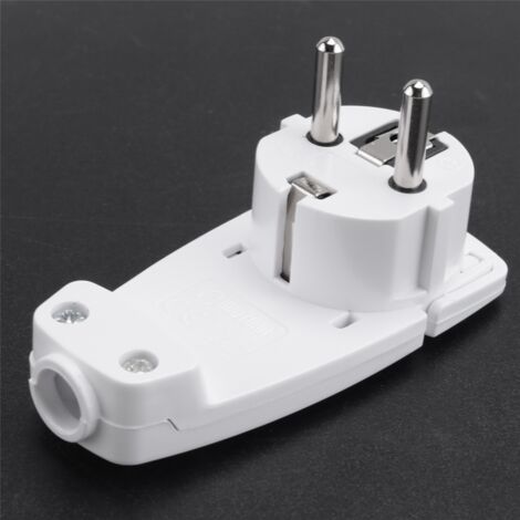 2 Stück Weißer Schuko-Winkelstecker flach, flach 250 V (16 A), Eu