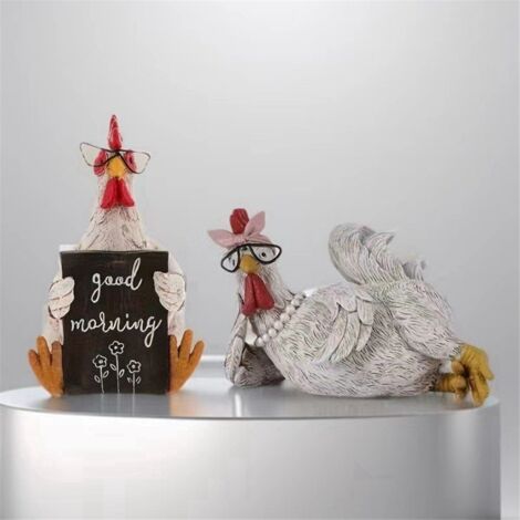 Lustige Hahn Henne Harz Status Desktop Home Figuren Ornament EIN
