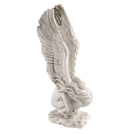 Weiße Engel-Statue aus Kunstharz, entzückende Engel-Skulptur, S