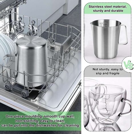 Messbecher 1L Edelstahl, Messbecher Metall mit , mit Unzen- und ML ...