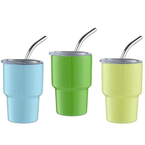 3er-Pack Mini-Schnapsgläser mit Strohhalm und Deckel, Becher ...