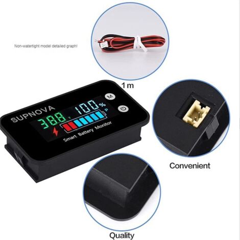 7-100V Digital Battery Capacity Tester Battery Monitor Voltage ...