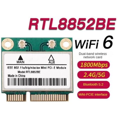 RTL8852BE Netzwerkkarte WiFi 6 1800Mbps BT 5.2 Dual Band Wireless ...
