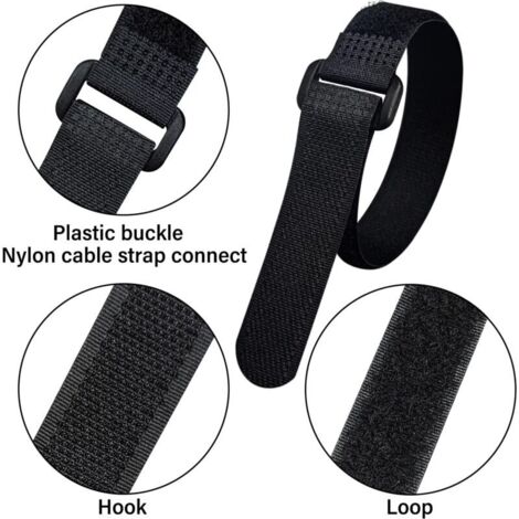 40 correas de velcro, bridas negras para cables de 2 cm x 20 cm (40 ...