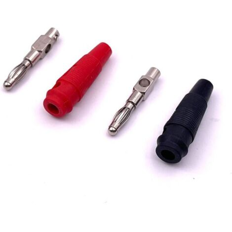 Paquete de 4 conectores banana de 4 mm (2 negros y 2 rojos), adaptador ...