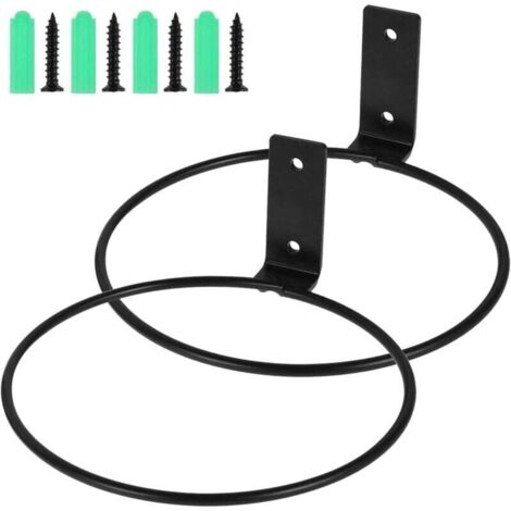 Pack of 2 wall brackets for flower pots, ring metal wall bracket with ...