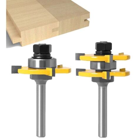 8mm Shank Matching Tongue and Groove Router Bit Set, 3 Teeth, T-Shaped ...