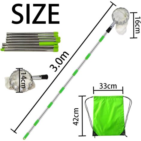 Obstpflücker mit Sitzstange, abnehmbarer Obstpflücker, 2,8 m langer ...