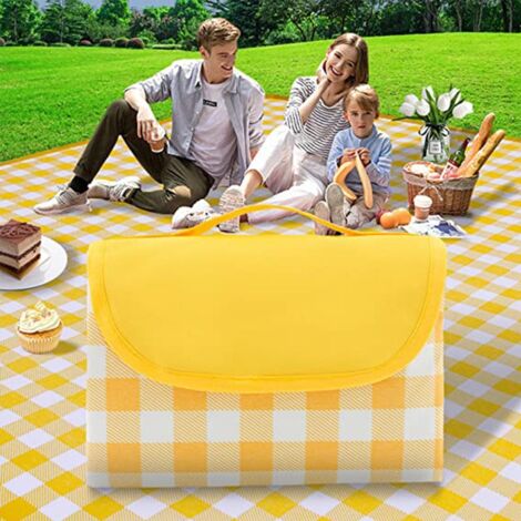 Picknickdecke, isoliert und wasserdicht, mit Griffen, 200x200 cm, orange