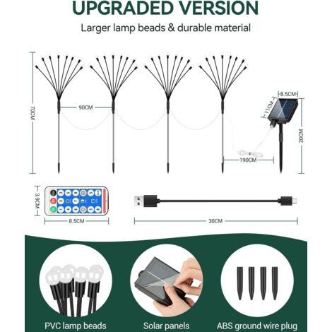 Solarleuchten Außen, 4 in 1 Solar Glühwürmchen Garten, LED Solar ...