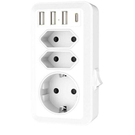 Presa USB, multipresa 7 in 1 con 3 porte USB e 1 porta di tipo C ...