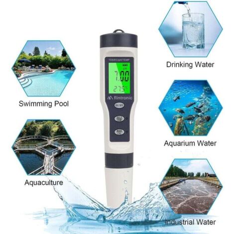 Probador de medidor de PH electrónico 4 en 1, medidor de PH con pantalla LCD retroiluminada ...