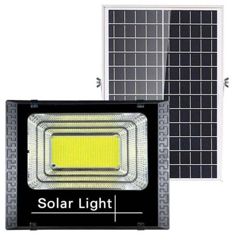 Foco solar LED de exterior con panel solar de 100W. Foco proyector ...