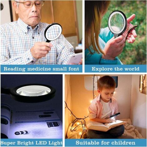 Lupa, lupa de lectura 30x, 60x, lupa con 33 luces LED, lupa LED, lupa ...