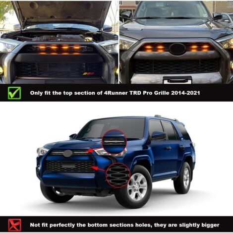 Paquete de 4 luces LED de rejilla ámbar (negras) con fusible e ...