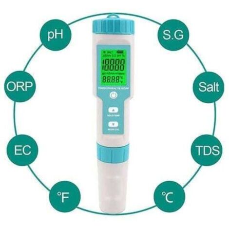 Medidor de salinidad para piscinas, medidor de pH y salinidad de agua salada, medidor digital 7 ...