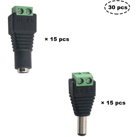connecteur DC 12v 30 pièces DC Mâle et Femelle Connecteur DC Prise de ...