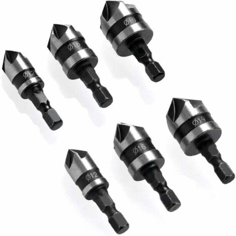 6 Pcs Chanfrein à manche hexagonal，Fraise à Fraiser à 90 °, Ø 6-19 Mm ...