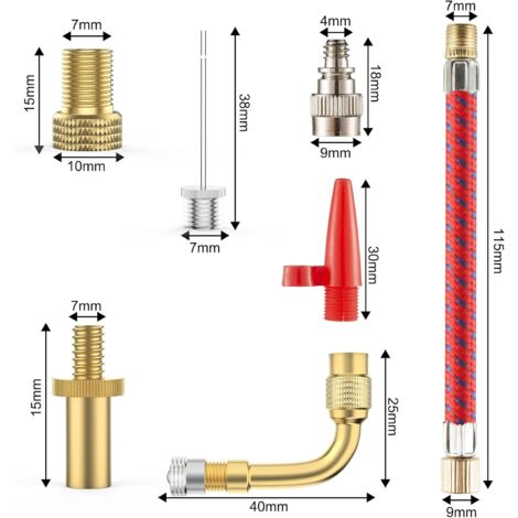 Adaptateur de Pompe à Vélo, 12 Pièces Adaptateur de Valve de Vélo DV AV ...