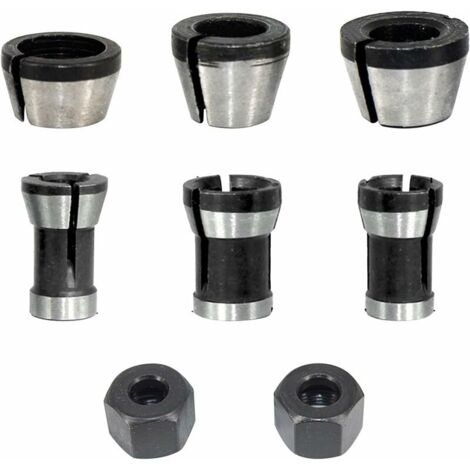 8pcs 6.35 / 8mm Router Collet Chuck, Wood Router Cutter Chuck Collet ...