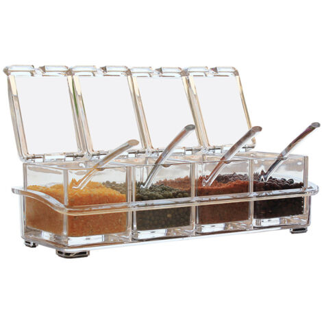 Spice Box, contenitore per spezie e condimenti 4 in 1 con coperchio e 4 ...