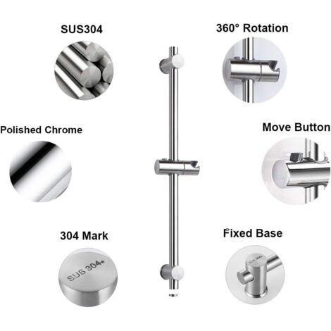 Asta doccia in acciaio inox 304 con altezza regolabile e supporto ...