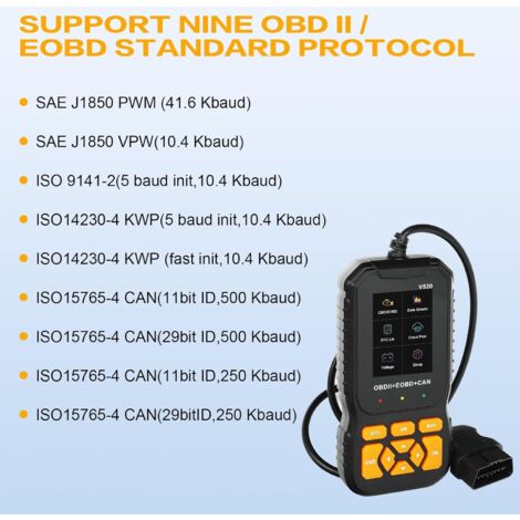 Escáner de datos en vivo OBD2 Mecánico profesional Lector de código de motor de verificación ...