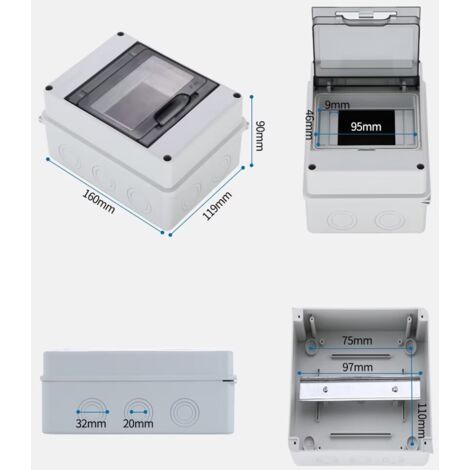 IP65 caja eléctrica impermeable al aire libre, 5 módulos, superficie de ...