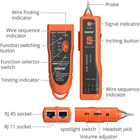 XQ 350 RJ45 Tester RJ45 RJ11 Rastreador de Cable Eléctrico con ...