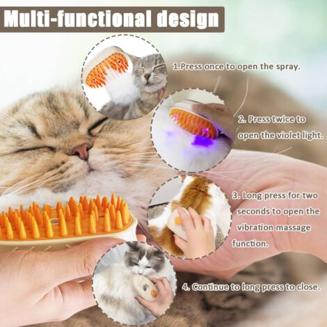 Cepillo de vapor para gatos 4 en 1 cepillos para gatos con lámpara de ...