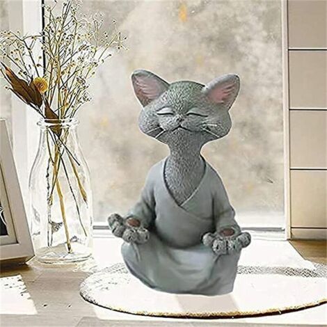Estatua de Buda Gato - Buda Gato Feliz, Estatua de Buda Gato Meditación ...