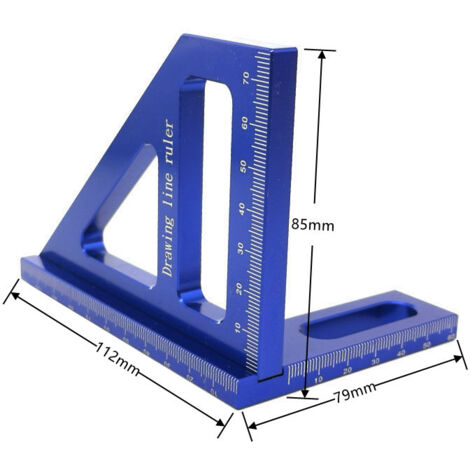 Regla cuadrada de aleación de aluminio, ángulo de 45/90 grados, regla ...