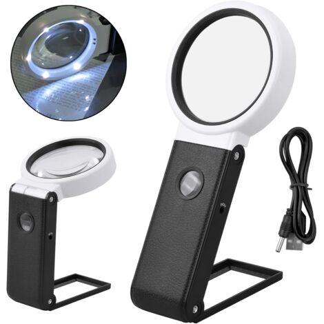 Lupa de lectura iluminada 6X, potente lupa, lupa de lectura gigante con ...