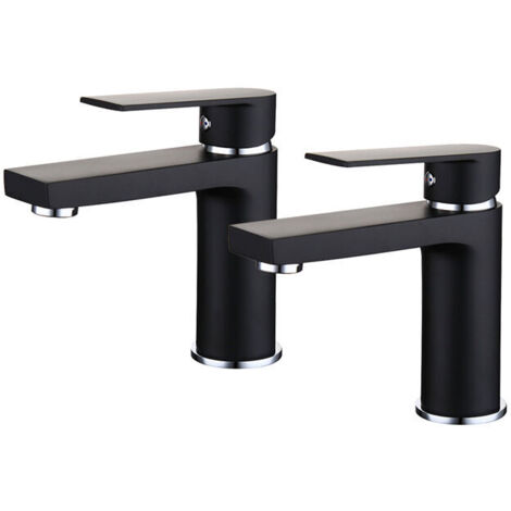 Grifos de baño negros, diseño moderno, mezcladores de lavabo de latón.