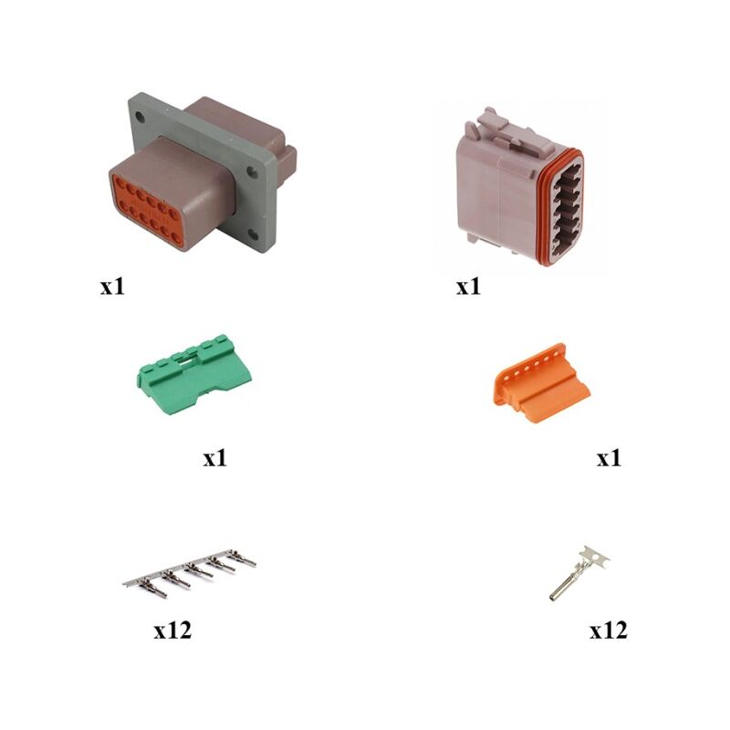 Kit Connecteur DT series male femelle pour panneau 12 Voies marron