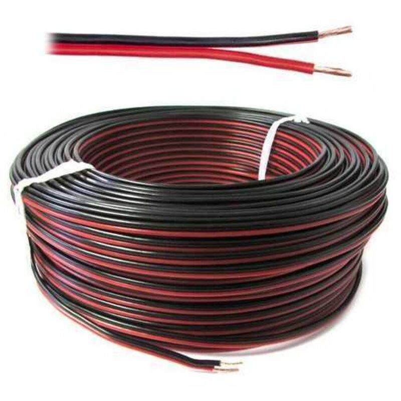 Câble fil Plat multipolaire section 2x1,5 mmq Rouge Noir Gaine rigide