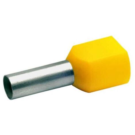Embouts à Douille TWIN Jaune Preisolees pour 2 Câbles 6 mmq