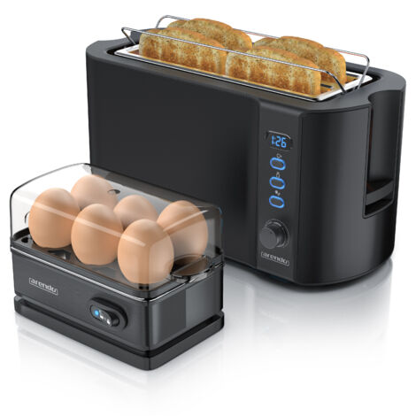 Arendo - Set Toaster FRUKOST mit Eierkocher SIXCOOK Edelstahl Schwarz ...
