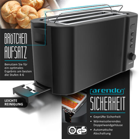 Arendo - Set Toaster FRUKOST mit Eierkocher SIXCOOK Edelstahl Schwarz ...