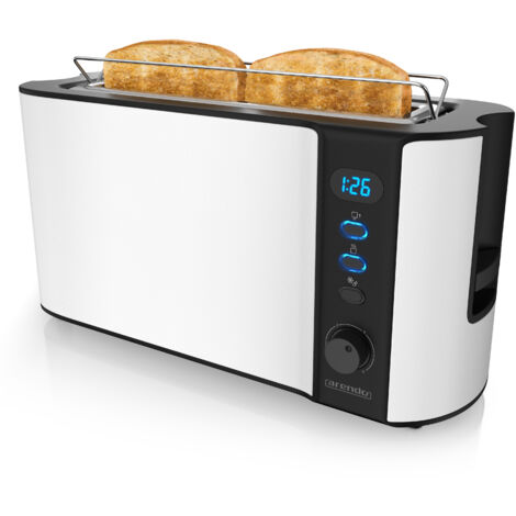 Arendo Langschlitz Toaster für 2 Scheiben, integrierter Brötchenaufsatz ...