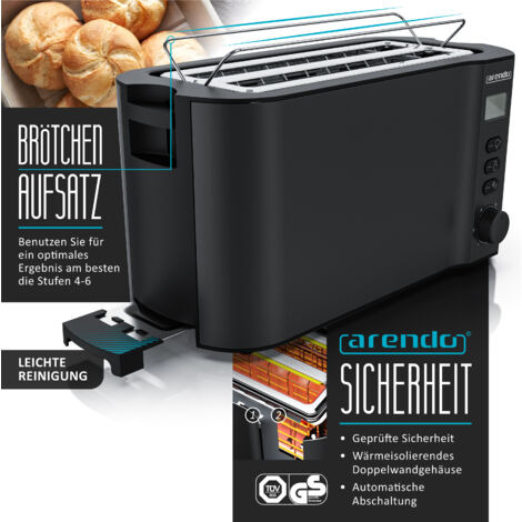 Arendo - Set Toaster MANHA mit Eierkocher SIXCOOK Edelstahl Schwarz ...