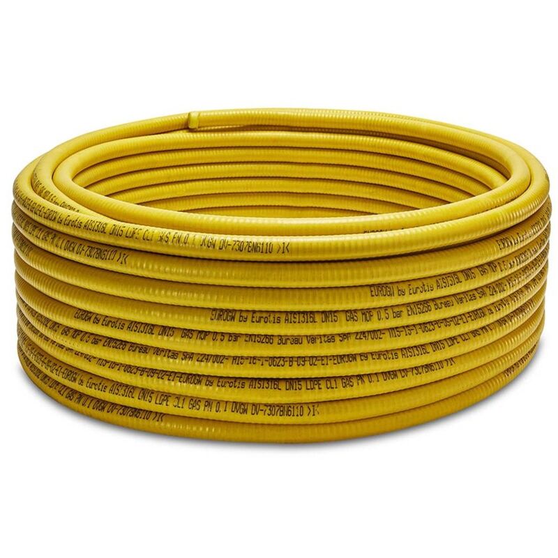 Tubo corrugato EUROGAS DN12 1/2" in acciaio - Rotolo da 10 metri A01 ...