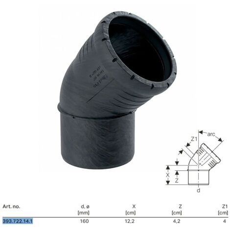 Curva 45° Geberit Silent-Pro ø160mm PP 393.722.14.1