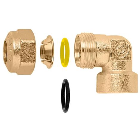 Raccordo curvo femmina. Attacco G 1/2" (ISO 228-1) F ingresso - ø 12 uscita - Per tubi in rame ...