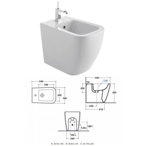 Stone Globo bidet a pavimento filo parete cm 54 con carico e scarico ...
