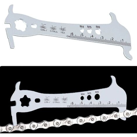 SHINING HOUSE Bicycle Chain Wear Indicator Tool Ruler Repair Stainless ...