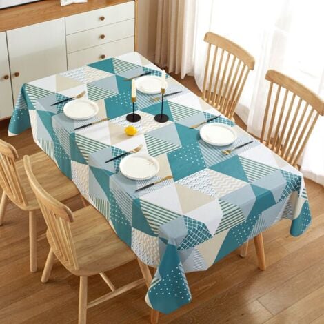 SHINING HOUSE Rectangular Stain Resistant Tablecloth Waterproof Table Cloth 140x200cm PVC Tablecloth Washable Easy Care Tablecloth for Dining