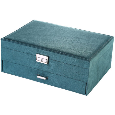 SHINING HOUSE Jewelry Box Jewelry Chest Display 2 Tier with 1 Drawer and 1 Key for Rings Watches Necklaces Earrings Gift Idea