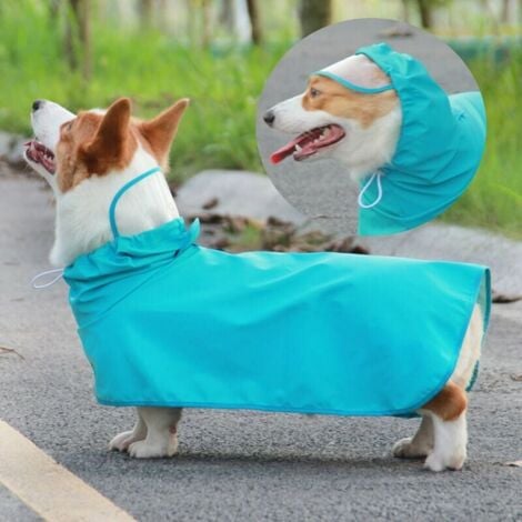 SHINING HOUSE Dog Raincoat Hooded Jacket Clear Visor Waterproof Cape for Small Medium Large Dogs Blue M Blue M